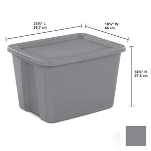 18 Gallon Plastic Storage Tote Box,Storage Bin Tote Organizing Container With Durable Lid, Stackable and Nestable Snap Lid Plastic Storage Bin,Gray,Set of 8