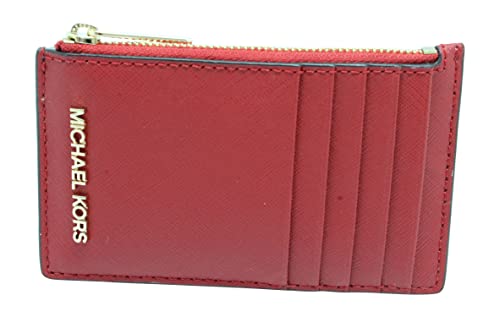 Michael Kors Jet Set Travel Top Zip Card Case Wallet Coin Pouch Chili Red