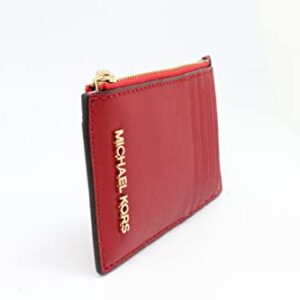 Michael Kors Jet Set Travel Top Zip Card Case Wallet Coin Pouch Chili Red