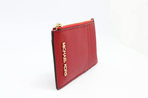 Michael Kors Jet Set Travel Top Zip Card Case Wallet Coin Pouch Chili Red