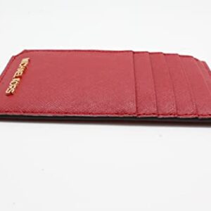 Michael Kors Jet Set Travel Top Zip Card Case Wallet Coin Pouch Chili Red