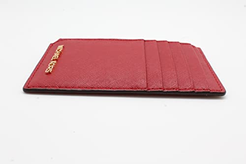 Michael Kors Jet Set Travel Top Zip Card Case Wallet Coin Pouch Chili Red