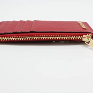 Michael Kors Jet Set Travel Top Zip Card Case Wallet Coin Pouch Chili Red