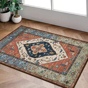 beeiva persian entryway throw area rug, 2×3 non slip small kitchen rug floor carpet for doorway, vintage tribal medallion non-shedding washable rug for bedroom entryway bathroom