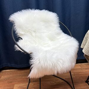 champlus faux fur rug for bedroom living room sofa, white shaggy fluffy sheepskin rug throw fuzzy area rug for decor, sheepskin chair cover seat pad plush carpet playmat shag rug 2×3 feet – white