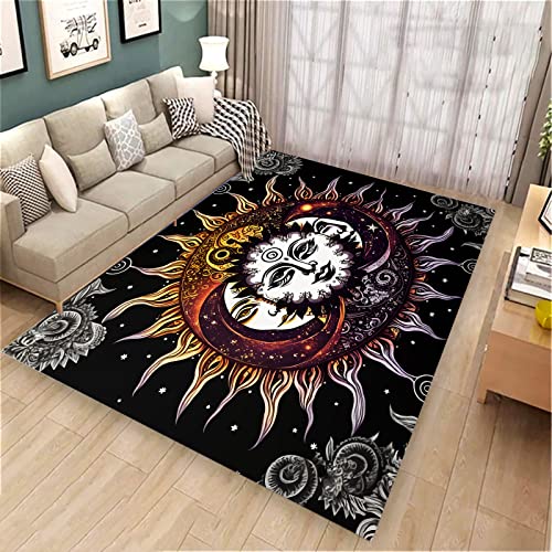 AVEEWA Mushroom Skull Sun Moon Area Rugs 3D Digital Print Carpet Living Room Bedroom Sofa Mat Door Mat Home Decoration