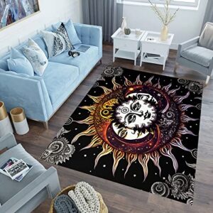 AVEEWA Mushroom Skull Sun Moon Area Rugs 3D Digital Print Carpet Living Room Bedroom Sofa Mat Door Mat Home Decoration