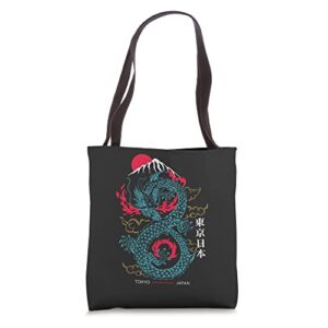 tokyo japan asian retro 80’s style japanese aesthetic dragon tote bag