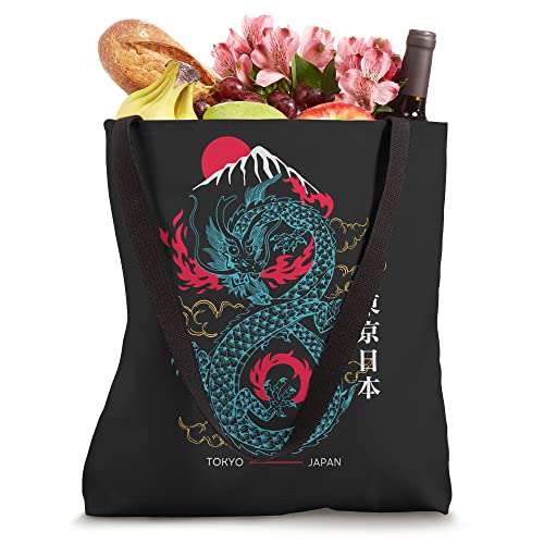 Tokyo Japan Asian Retro 80's Style Japanese Aesthetic Dragon Tote Bag