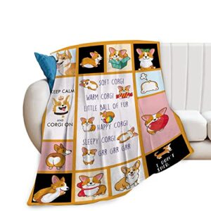 corgi blanket for corgi lovers soft warm cute corgi dog fleece throw blanket for girls boys plush fluffy lightweight cozy cartoon corgi dog flannel gifts blankets for adults kids 50″x40″