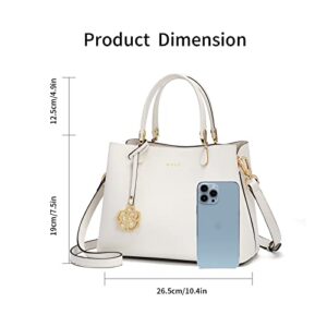 Top-Handle Handbag Leather Stitching Purse Crossbody Bag Tote Satchel Shoulder Bags for Women Girls Ladies(White)