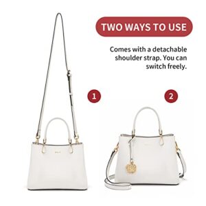 Top-Handle Handbag Leather Stitching Purse Crossbody Bag Tote Satchel Shoulder Bags for Women Girls Ladies(White)