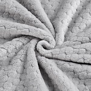 Mocaletto Waffle Textured Extra Large Fleece Blanket,300GSM Jacquard Pattern Breathable Decorative Blanket for Couch Sofa Bed,Super Cozy and Comfy for All Seasons(Light Grey,50 * 60inch)