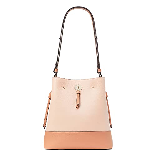 Kate Spade NY Marti Colorblock Pebbled Leather Large Bucket Crossbody Purse in Soft Rose (Soft Pink)