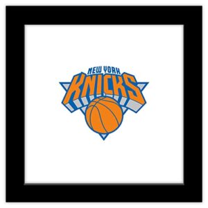 trends international gallery pops nba new york knicks – primary logo wall art, black framed version, 12” x 12”