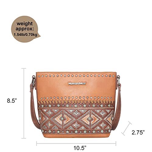 Montana West Aztec Tooled Collection Crossbody Bag Western Purses and Handbag Lightweight Shoulder Bag for Women MW1066-8360BR