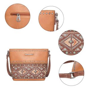 Montana West Aztec Tooled Collection Crossbody Bag Western Purses and Handbag Lightweight Shoulder Bag for Women MW1066-8360BR