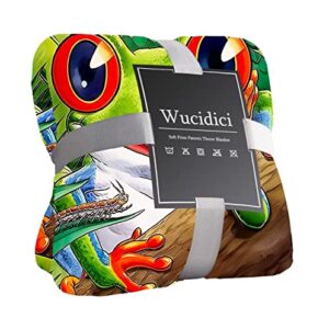 Wucidici Green Frog Throw Blanket Lightweight Cartoon Animal Blanket Soft Cozy Fleece Throw for Couch Sofa Bed Girl Women Gift(50" x 60")