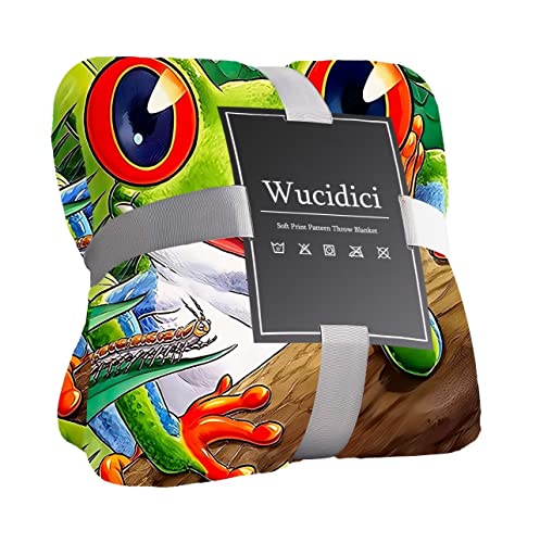 Wucidici Green Frog Throw Blanket Lightweight Cartoon Animal Blanket Soft Cozy Fleece Throw for Couch Sofa Bed Girl Women Gift(50" x 60")