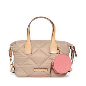 anne klein convertible quilted mini satchel, stone/warm sand/posie pink/sand-white webbing