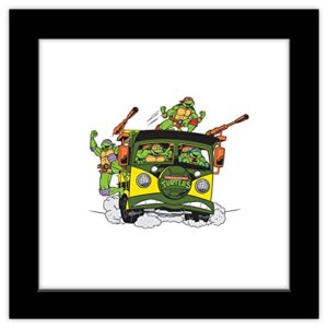 trends international gallery pops nickelodeon teenage mutant ninja turtles – party wagon wall art wall poster, 12″ x 12″, black framed version