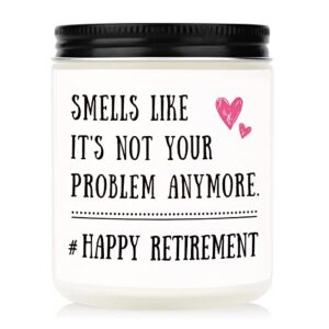 retirement gifts for women men 2023 – happy retirement candle, funny retirement gifts for coworker friends, work bestie, teacher, boss, going away goodbye gifts for coworker – 7oz soy candle