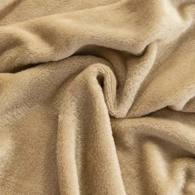 Fleece Blanket Throw Size Beige Lightweight Super Soft Cozy Luxury Bed Blanket Microfiber