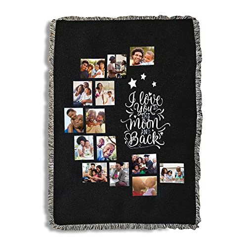 I Love You to The Moon and Back Blank Sublimation Plush Velvet Blanket with Soft Edge Frills, DIY Velvet Blanket, Soft Sublimation Blanket, Black, 40 x 60'' (BL-40x60-MOON)