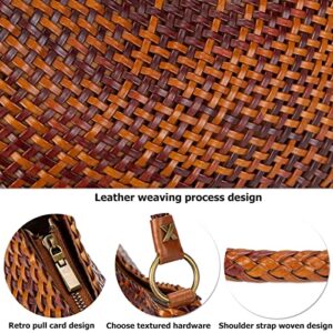 Genuine Leather Handmade Woven Tote Bag for Women Lightweight Beach Top-handle Clutch Bags