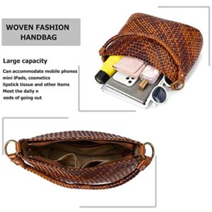 Genuine Leather Handmade Woven Tote Bag for Women Lightweight Beach Top-handle Clutch Bags