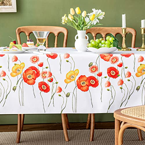 Romanstile Spring Rectangle Tablecloth - 60 x 84 Inch - Waterproof Decorative Floral Pattern Table Cloth Stain Resistant Wrinkle Free Printed Table Cover for Dinner/Party/Indoor/Outdoor