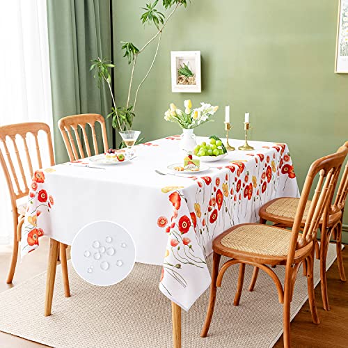 Romanstile Spring Rectangle Tablecloth - 60 x 84 Inch - Waterproof Decorative Floral Pattern Table Cloth Stain Resistant Wrinkle Free Printed Table Cover for Dinner/Party/Indoor/Outdoor