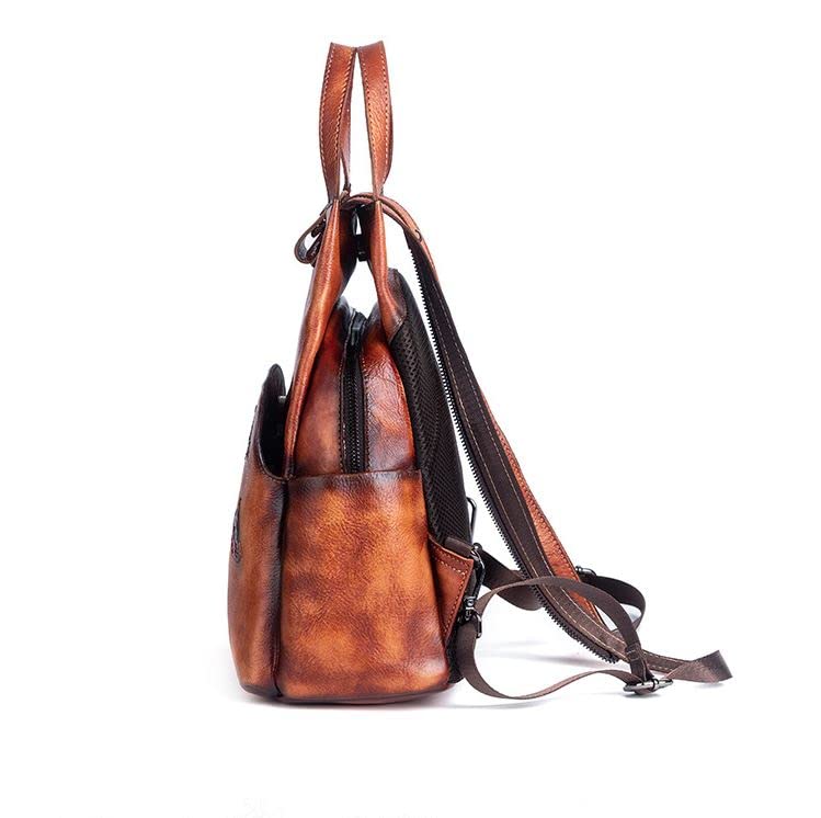 seegeeneey Women Leather Backpack Purse (Brown)