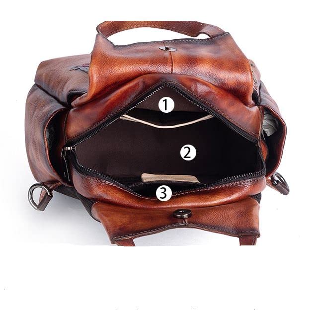 seegeeneey Women Leather Backpack Purse (Brown)