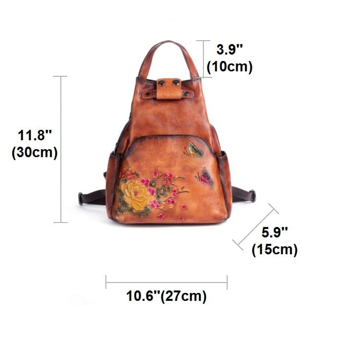 seegeeneey Women Leather Backpack Purse (Brown)