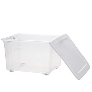 35L PP Plastic Storage Bin Tote Organizing Container With Wheels and Lid, Stackable and Nestable Snap Lid Plastic Storage Bin, Set of 4.