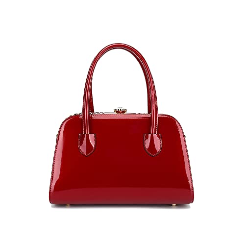 Style Strategy bone purses patent leather Satchel handbags for women Top Handle with kiss lock Shoulder bags crossbody for women