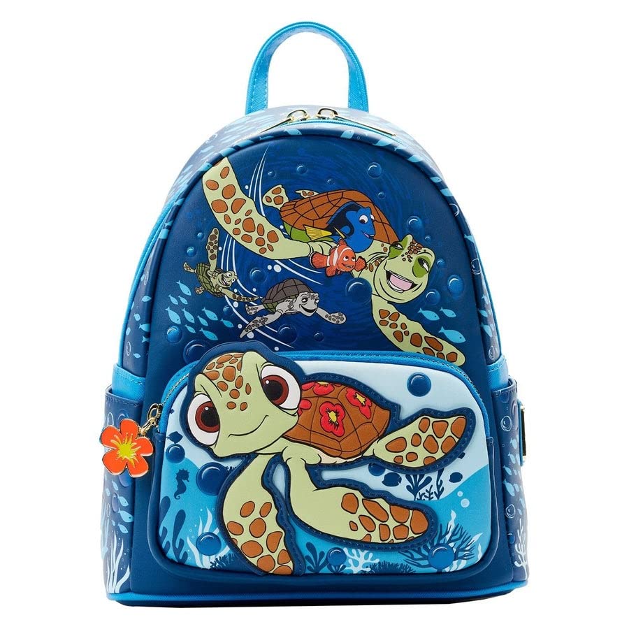 Loungefly Disney Pixar Finding Nemo Squirt and Crush Womens Double Strap Shoulder Bag Mini Backpack Purse