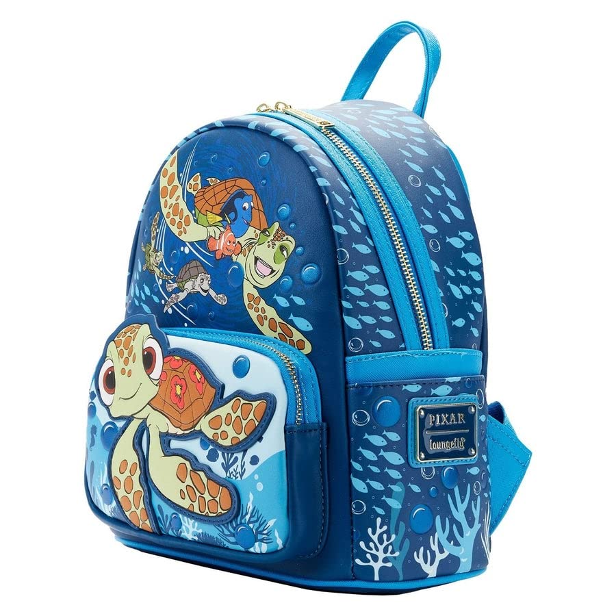 Loungefly Disney Pixar Finding Nemo Squirt and Crush Womens Double Strap Shoulder Bag Mini Backpack Purse