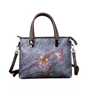 tfiiexfl women’s vintage floral handbag ladies large capacity shopping messenger bag tote bag (color : e, size