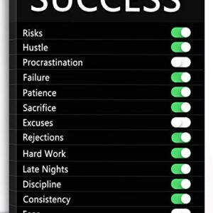 Success patient consistency hard work risk inspirational poster inspiring wall art self motivating black canvas decorative front quotes encouraging gift entrepreneur wall art office classroom living room 12 "x16" x1 unframed