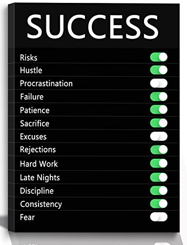 Success patient consistency hard work risk inspirational poster inspiring wall art self motivating black canvas decorative front quotes encouraging gift entrepreneur wall art office classroom living room 12 "x16" x1 unframed