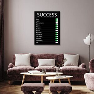 Success patient consistency hard work risk inspirational poster inspiring wall art self motivating black canvas decorative front quotes encouraging gift entrepreneur wall art office classroom living room 12 "x16" x1 unframed