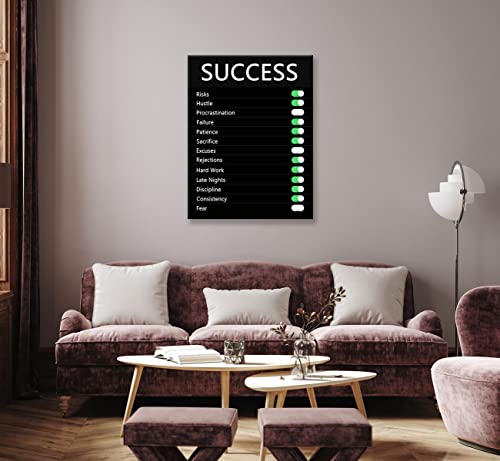 Success patient consistency hard work risk inspirational poster inspiring wall art self motivating black canvas decorative front quotes encouraging gift entrepreneur wall art office classroom living room 12 "x16" x1 unframed