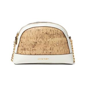 Anne Klein Triple Compartment Crossbody, Anne White/Cork