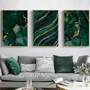 Green and Gold Abstract Marble Wall Art Gold Foil Poster Emerald Green Abstract Wall Decor for Living Room Dark Green Abstract Canvas Wall Art Luxury Green Paintings for Bedroom 16x24inch No Frame