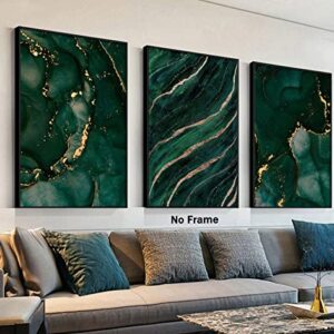 Green and Gold Abstract Marble Wall Art Gold Foil Poster Emerald Green Abstract Wall Decor for Living Room Dark Green Abstract Canvas Wall Art Luxury Green Paintings for Bedroom 16x24inch No Frame