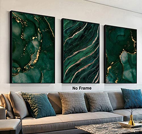 Green and Gold Abstract Marble Wall Art Gold Foil Poster Emerald Green Abstract Wall Decor for Living Room Dark Green Abstract Canvas Wall Art Luxury Green Paintings for Bedroom 16x24inch No Frame