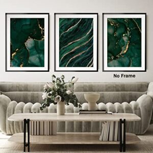 Green and Gold Abstract Marble Wall Art Gold Foil Poster Emerald Green Abstract Wall Decor for Living Room Dark Green Abstract Canvas Wall Art Luxury Green Paintings for Bedroom 16x24inch No Frame