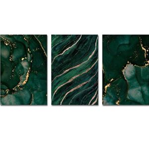 Green and Gold Abstract Marble Wall Art Gold Foil Poster Emerald Green Abstract Wall Decor for Living Room Dark Green Abstract Canvas Wall Art Luxury Green Paintings for Bedroom 16x24inch No Frame